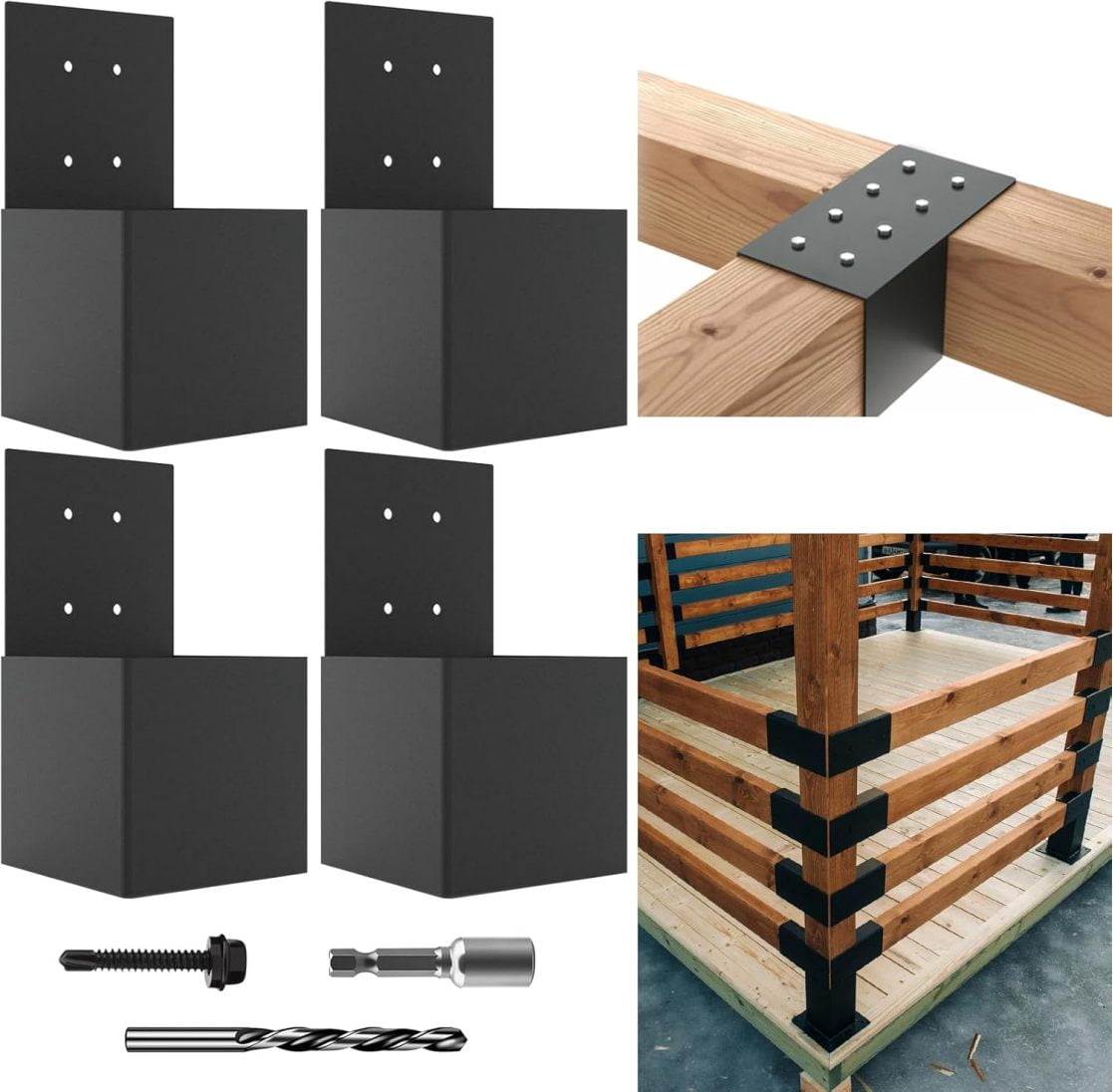 Pergola Brackets Post Top Rafter Brackets 4" x 4" (Actual:3.5" x 3.5 ...