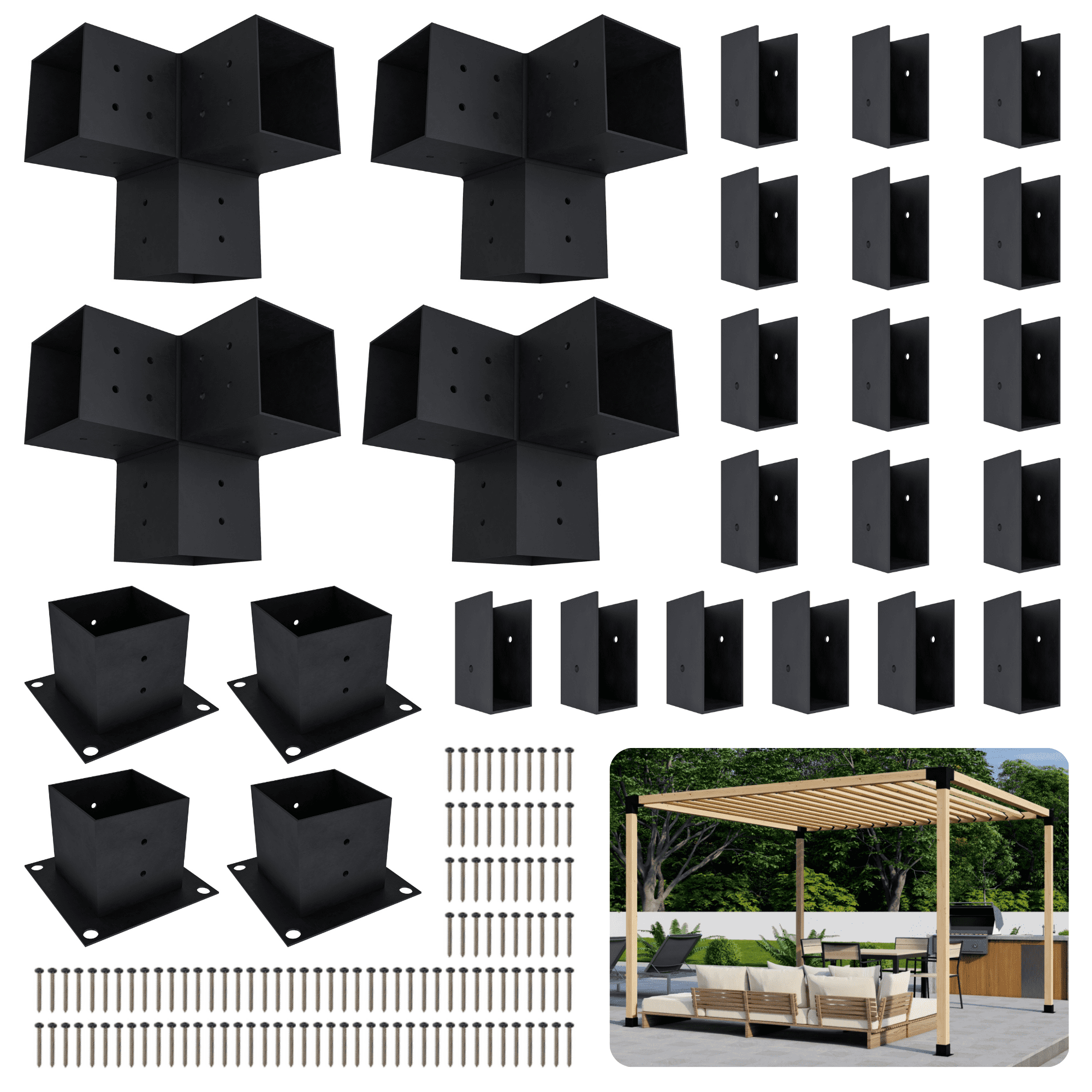 Pergola Building Kit for DIY Freestanding Pergola 8x8 with Roof - Steel ...