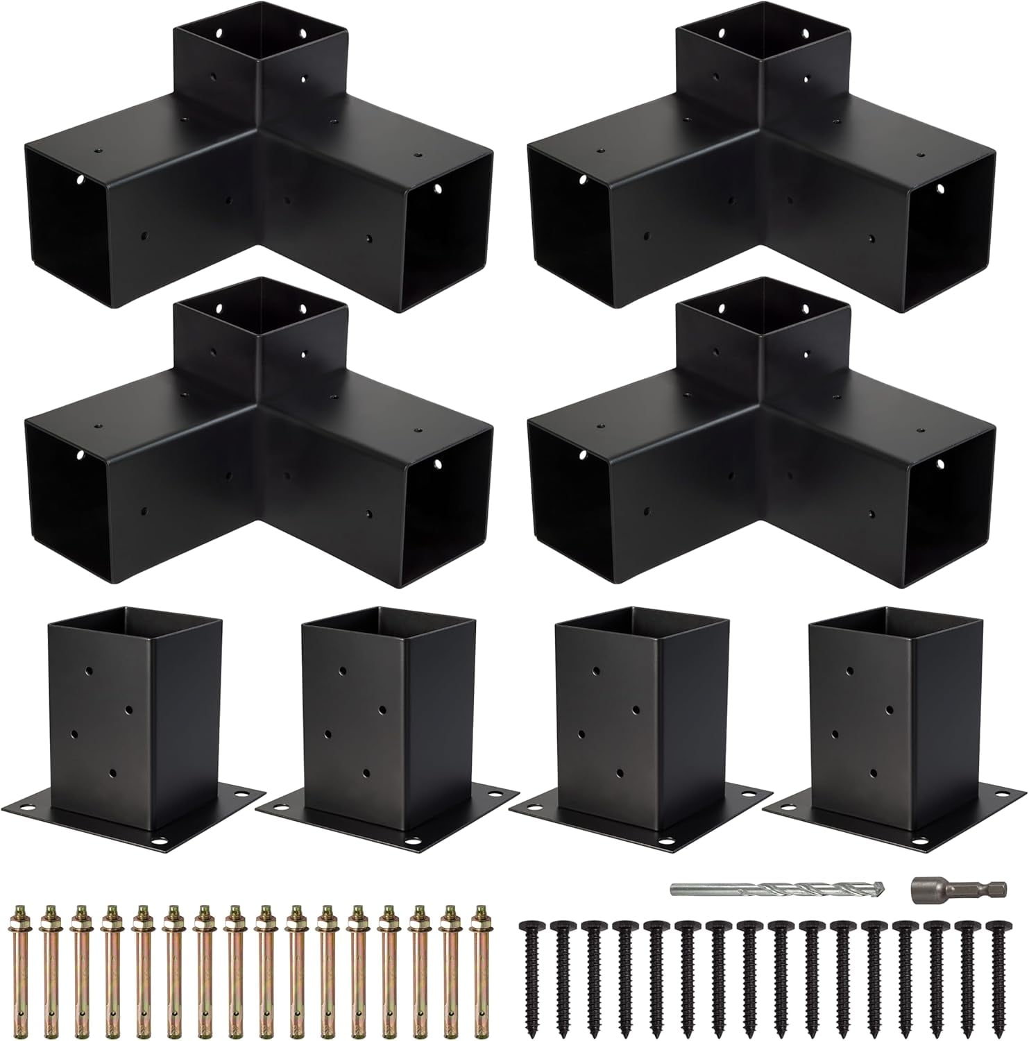 Pergola Kit with 3-Way Right Angle Corner Brackets Woodworks DIY 4x4 Post Base Kits, Wooden ...