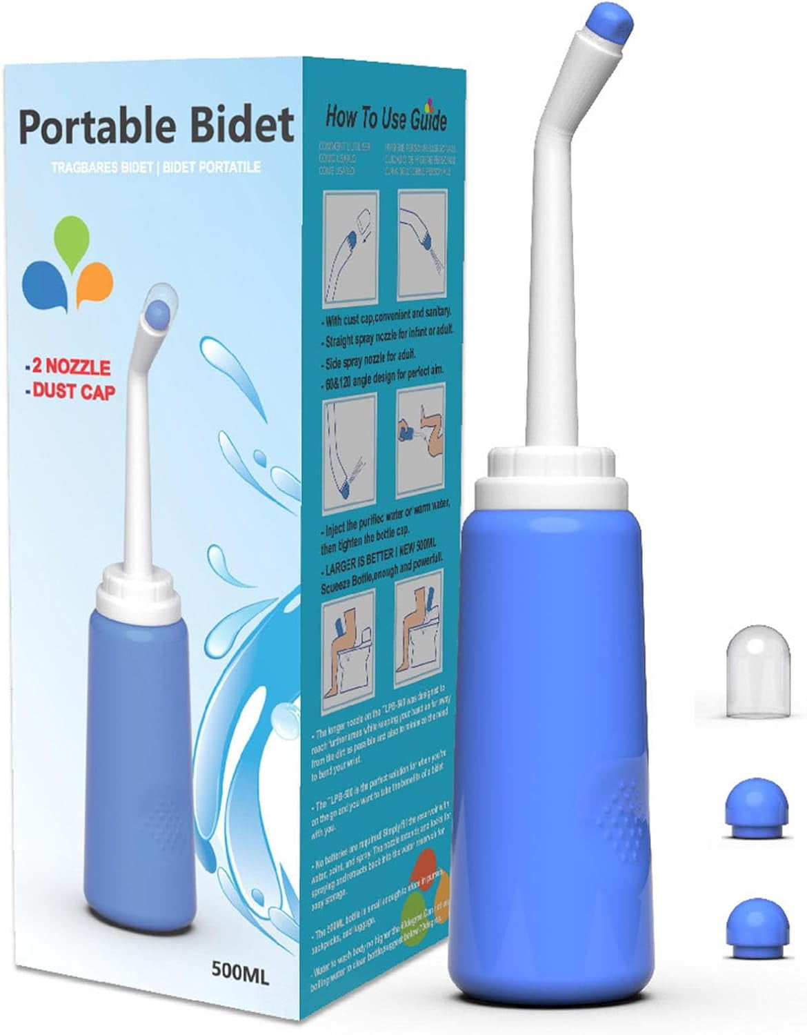 Peri Bottle, Portable Travel Bidet with Bag, TPE Material Can Be Boiled ...