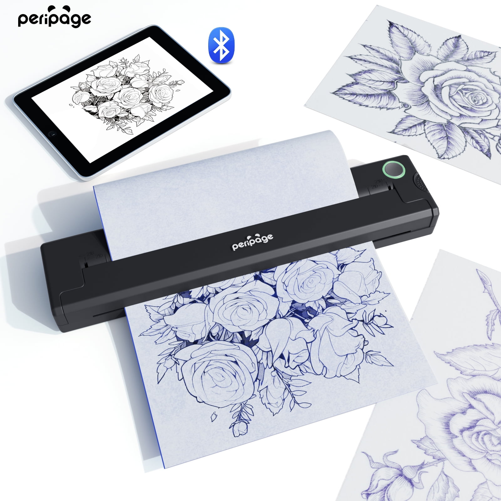 PeriPage P90 Wireless Tattoo Transfer Printer, Portable & Efficient, with Stencil Paper ...