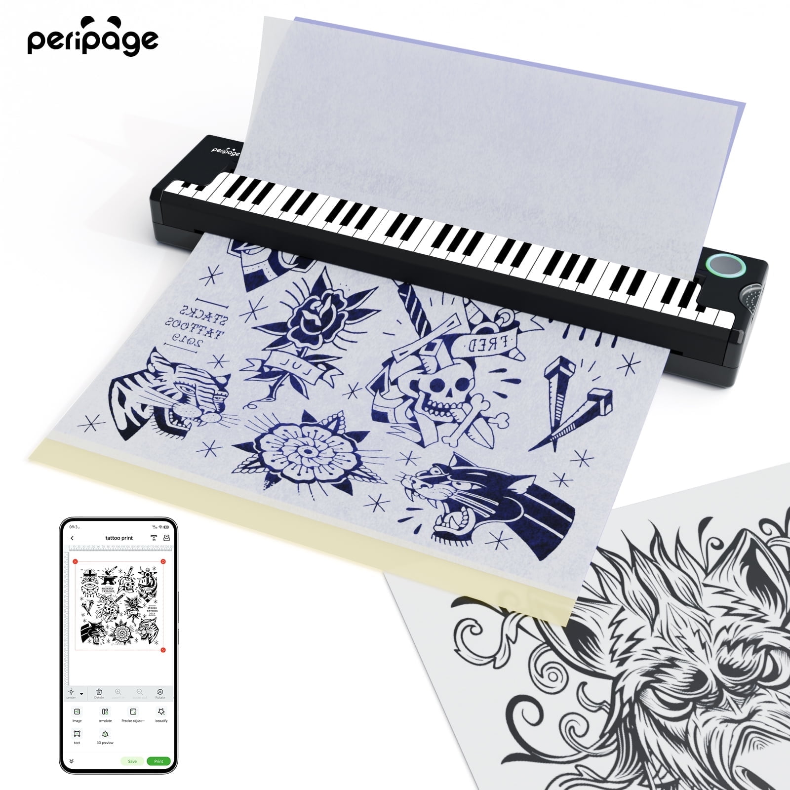 Peripage P90pino Tattoo Template Printer, Efficient and Portable, Ink ...