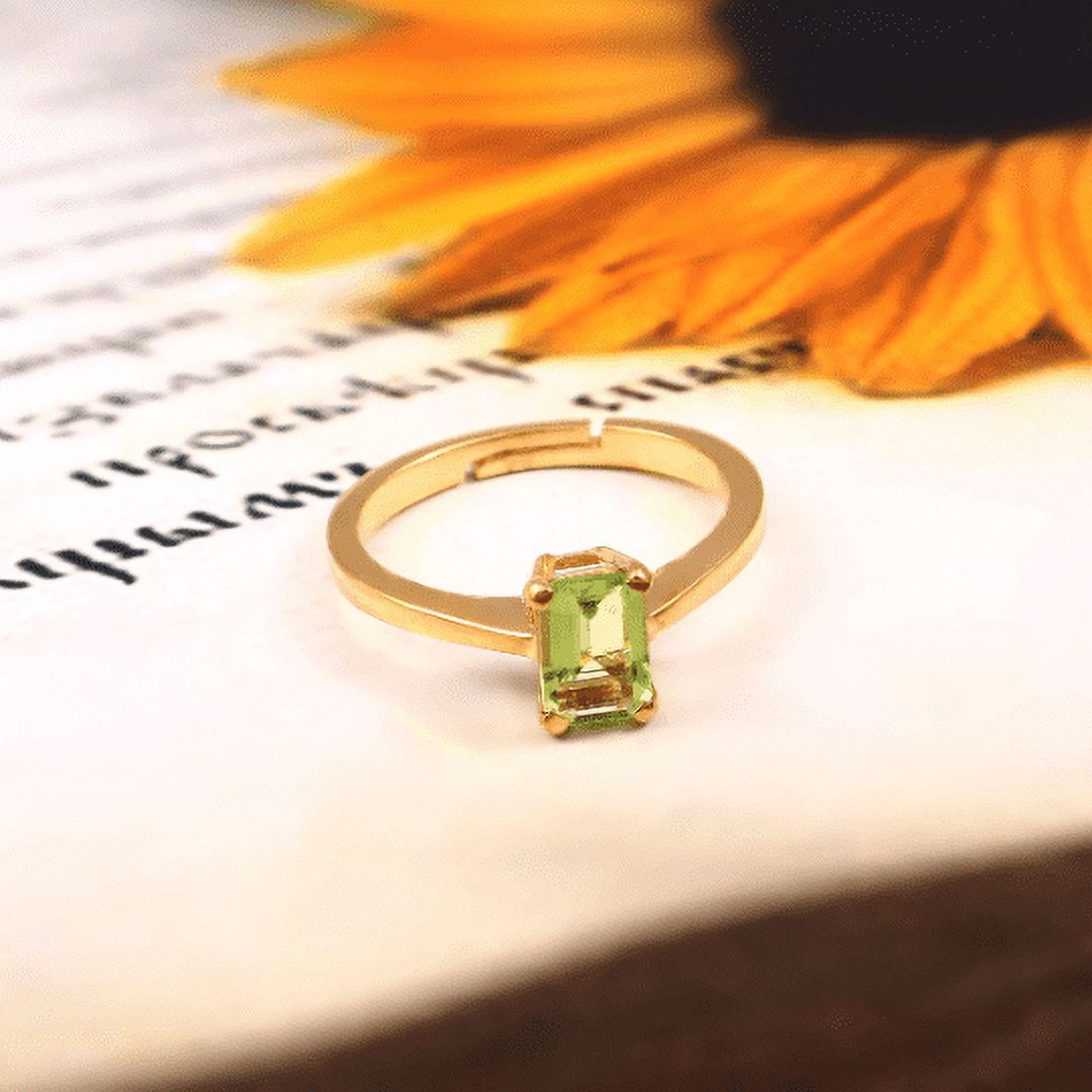 Peridot Ring Promise Ring August Birthstone Ring Emerald Cut Ring ...