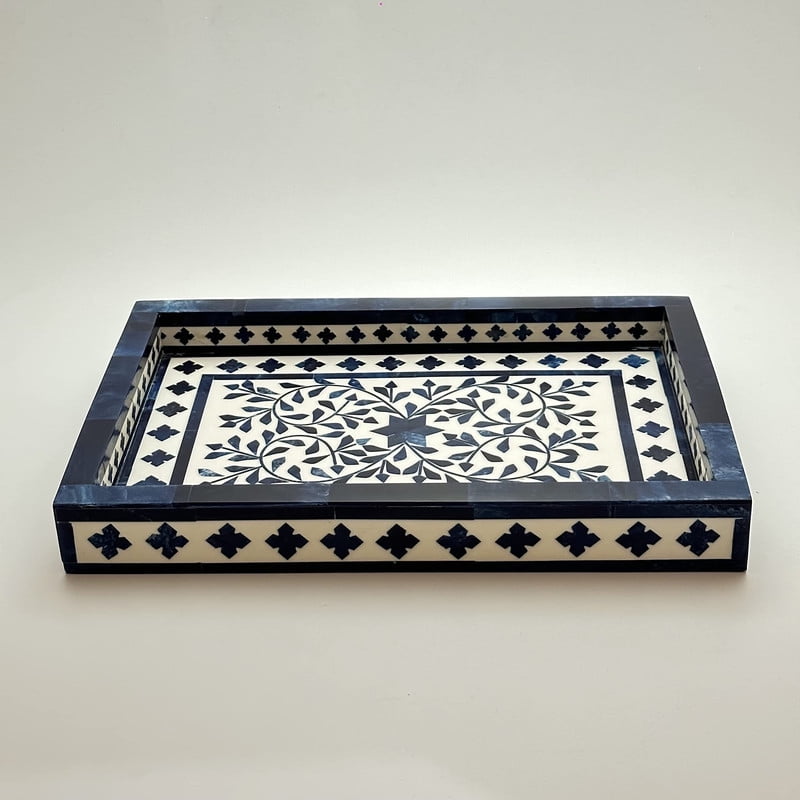 Perilla Home Designer Wooden Serving Tray Mosaic Patterned Server for ...