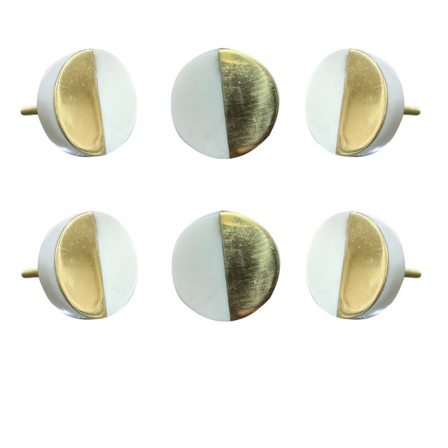 Perilla Home Luna Marble Knob Set of 6 Round Shape Knobs Pull And Push ...