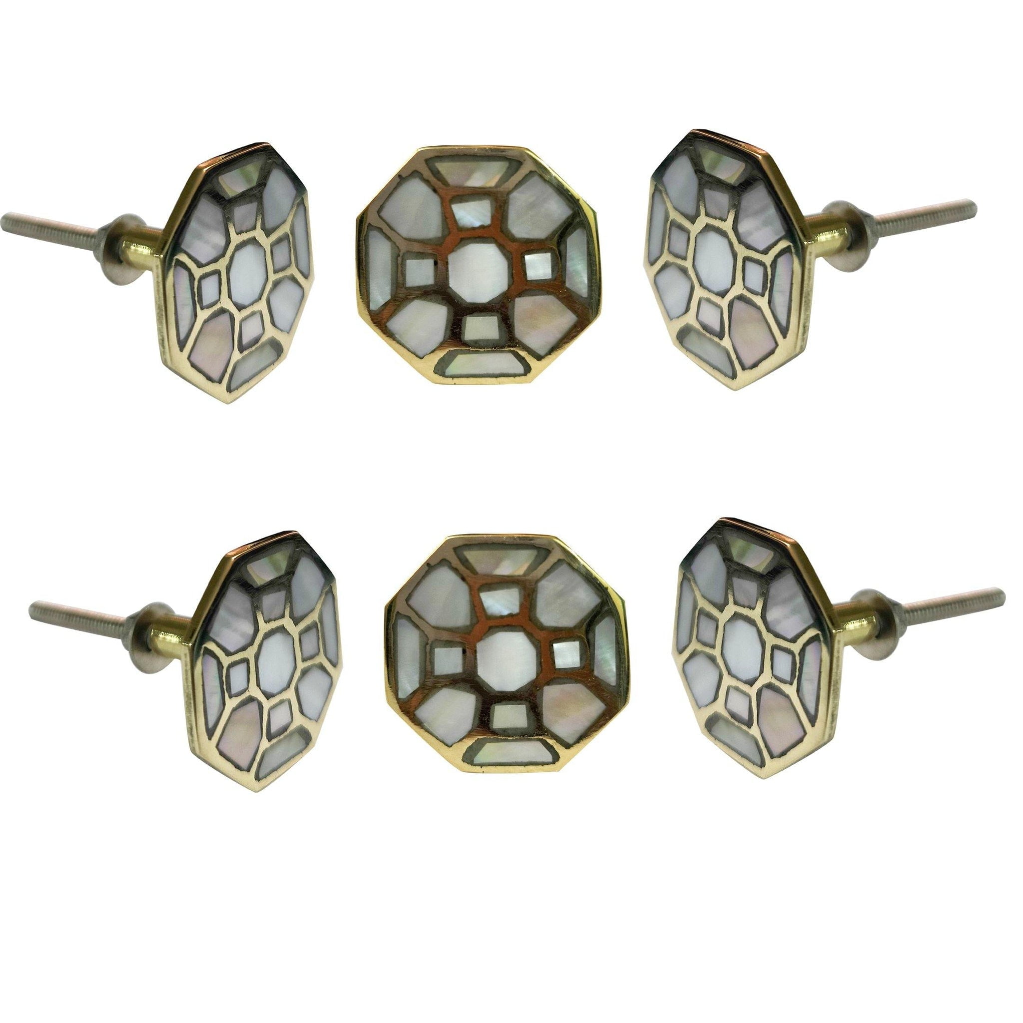 Perilla Home Set of 6 Diva Mother of pearl Cabinet Knobs Decorative ...