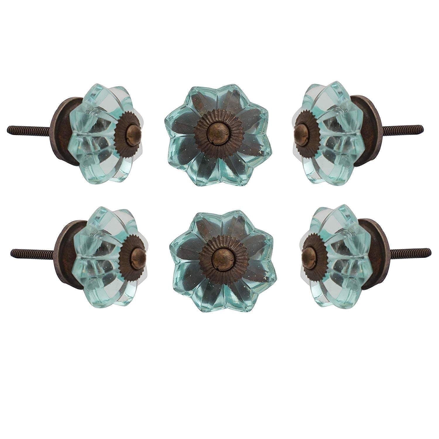 Perilla Home Set of 6 Melon Crystal Cabinet Knobs for Drawers ...