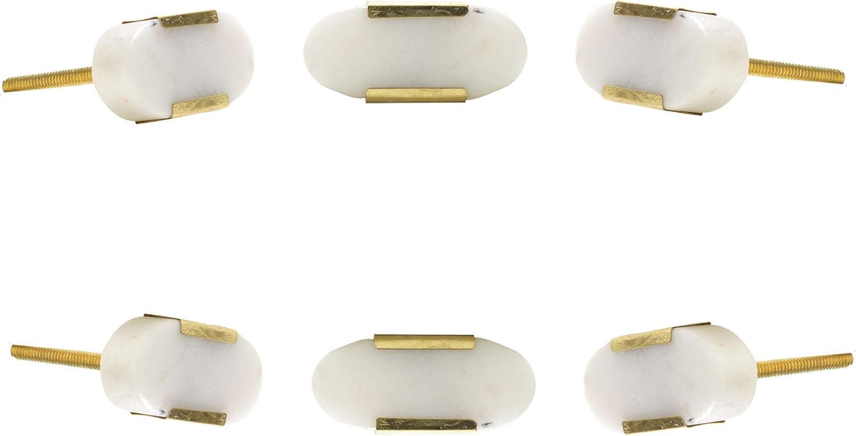 Perilla Home White Oval Marble Knob (Set of 6) Knob Pull And Push For ...