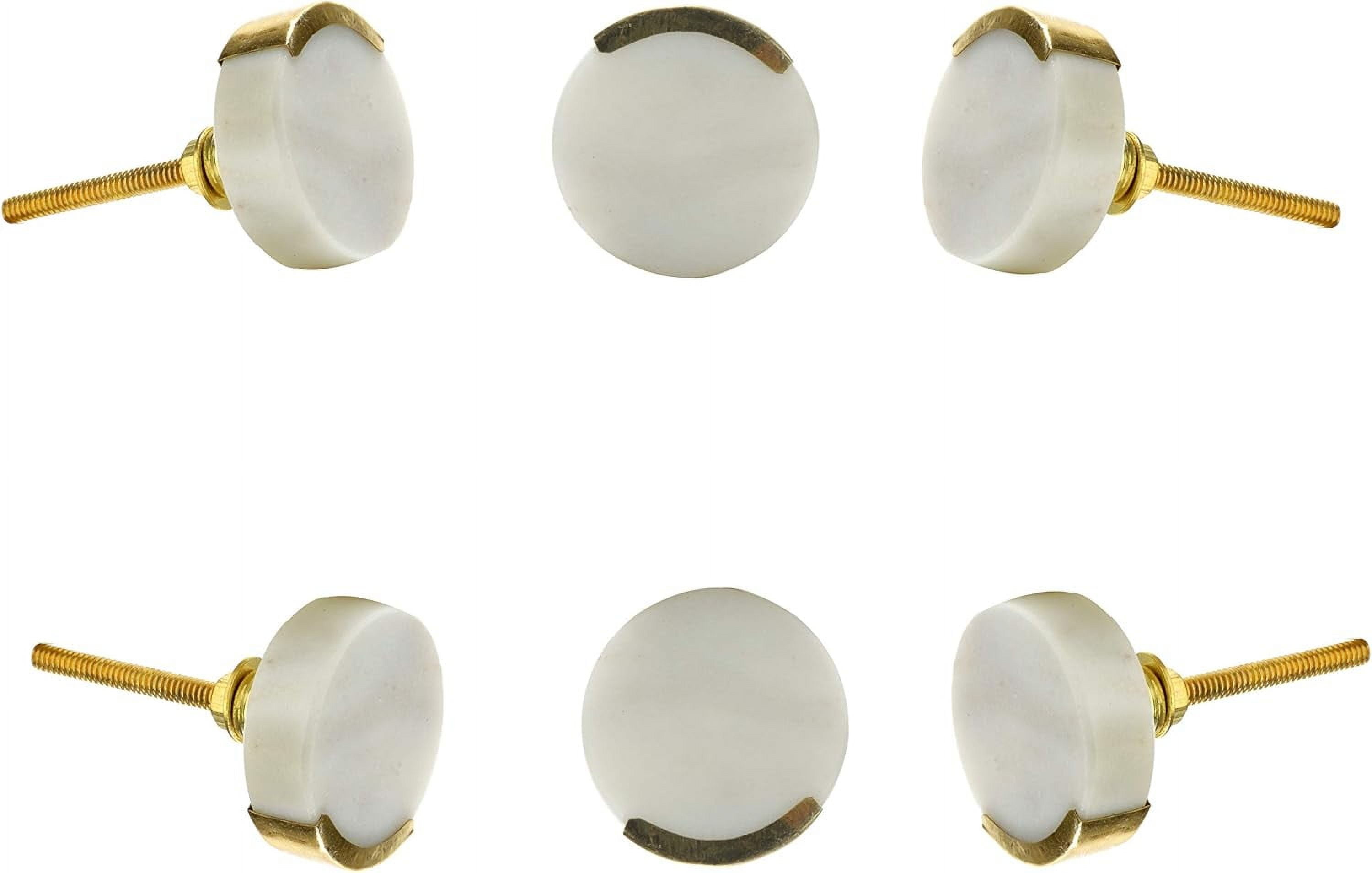 Perilla Home White Round Marble Knob (Set of 6) Knob Pull And Push For ...