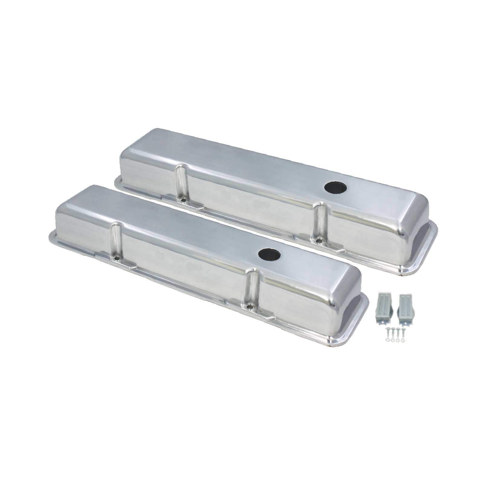 Perimeter-Bolt Short Polished Aluminum Valve Covers for Chevy Small ...