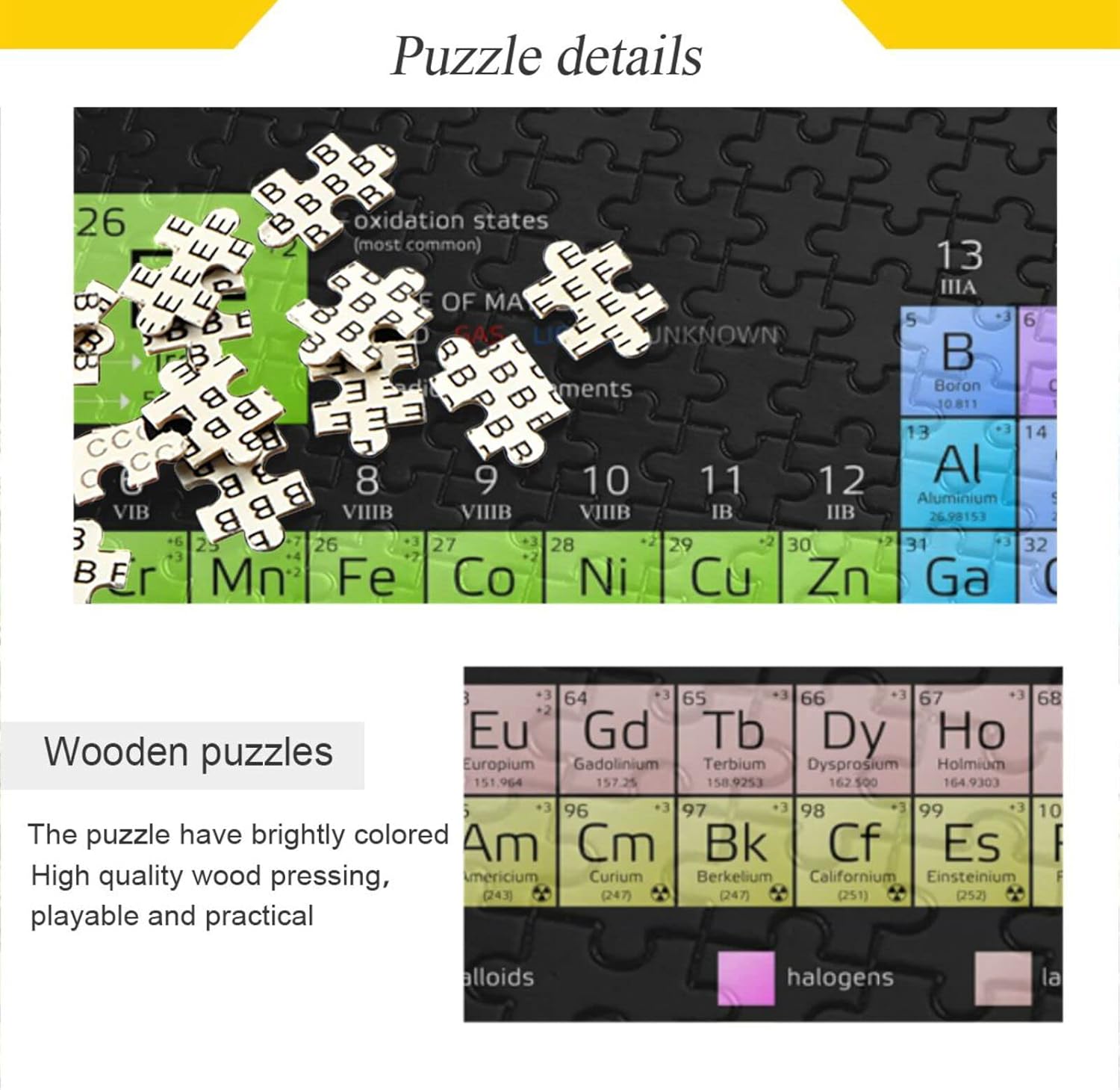 Periodic Table 1000 Pieces Wooden Jigsaw Puzzle For Adults Teens Kids ...