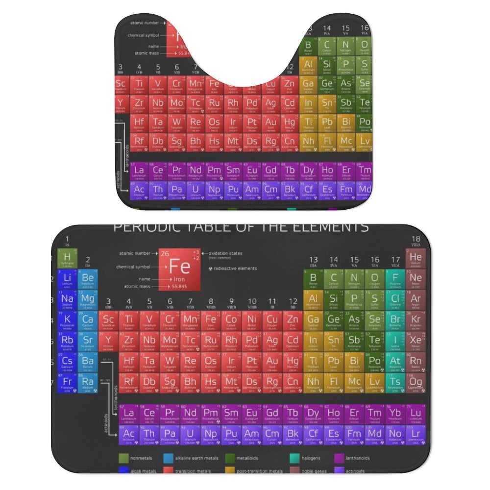 Periodic Table Bathroom Rugs Set 2 Pieces, Bathroom Set - Quick Drying ...