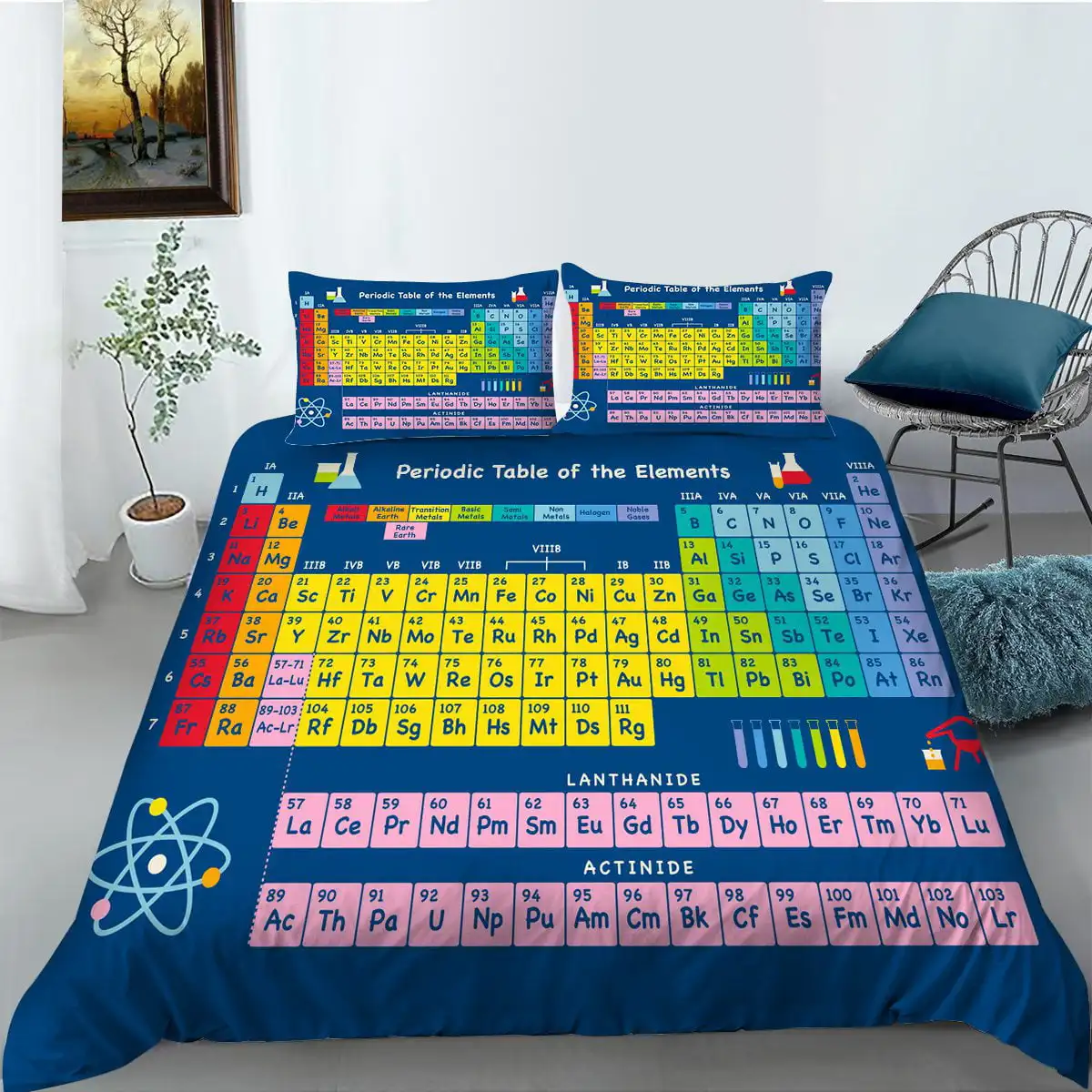 Periodic Table Duvet Cover Set Chemistry Bedding Set Polyester Eduional ...