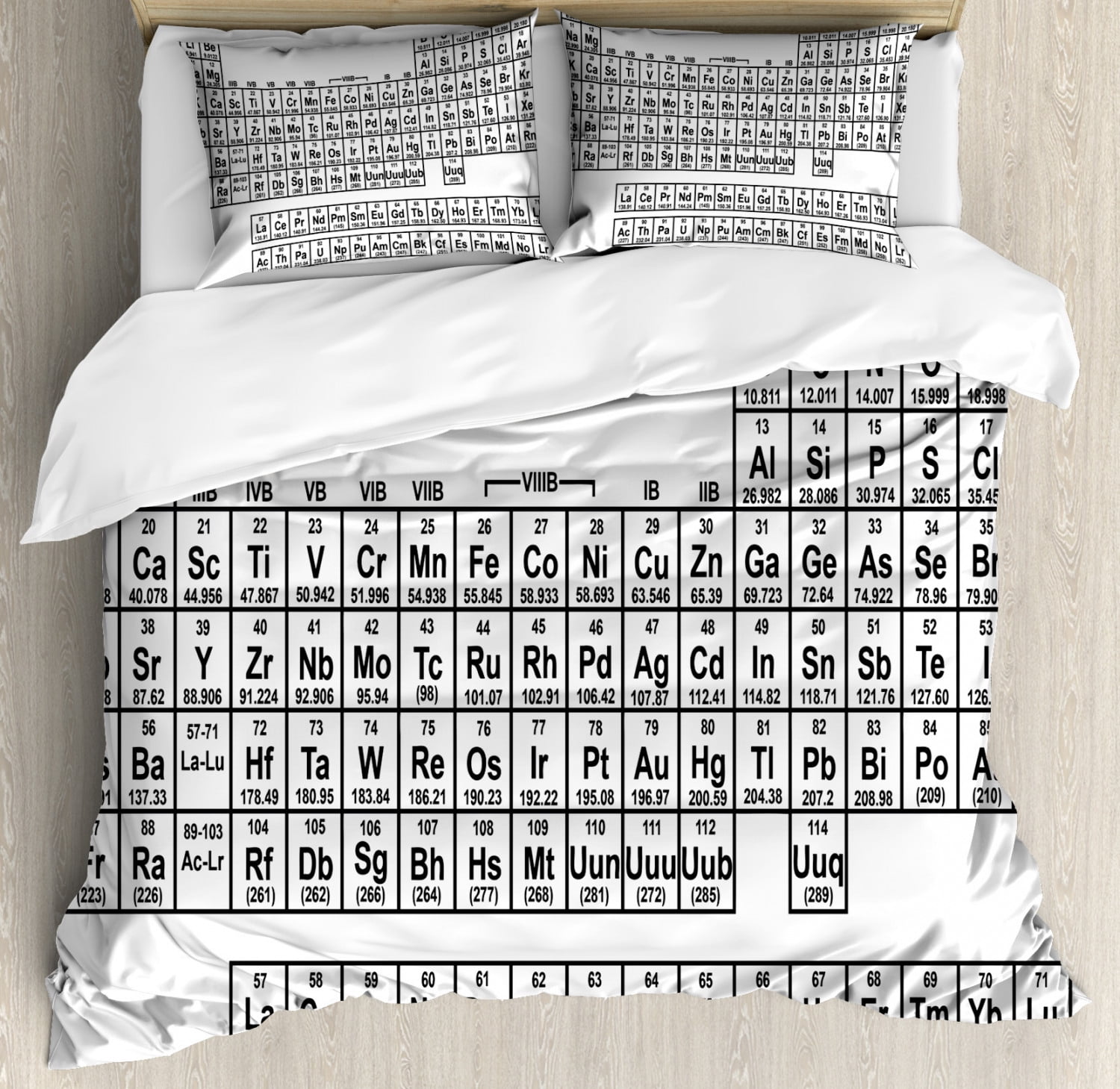Periodic Table Duvet Cover Set King Size, Monochrome Simple Science ...