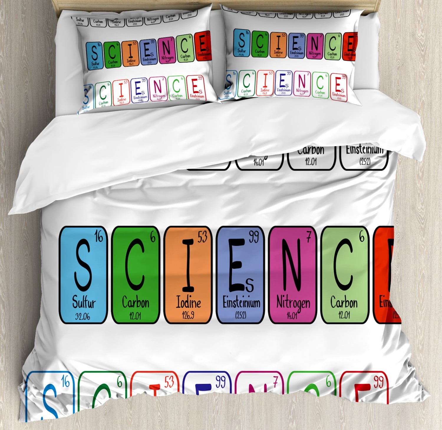 Periodic Table Duvet Cover Set King Size, Science Letterings with ...