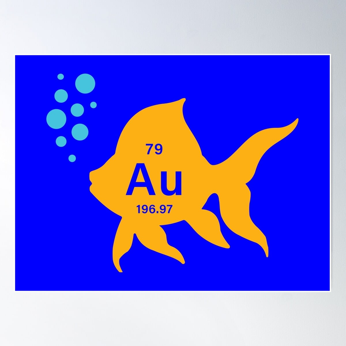 Periodic Table Elemental Gold Fish Poster Wall Art, Modern Wall Decor ...