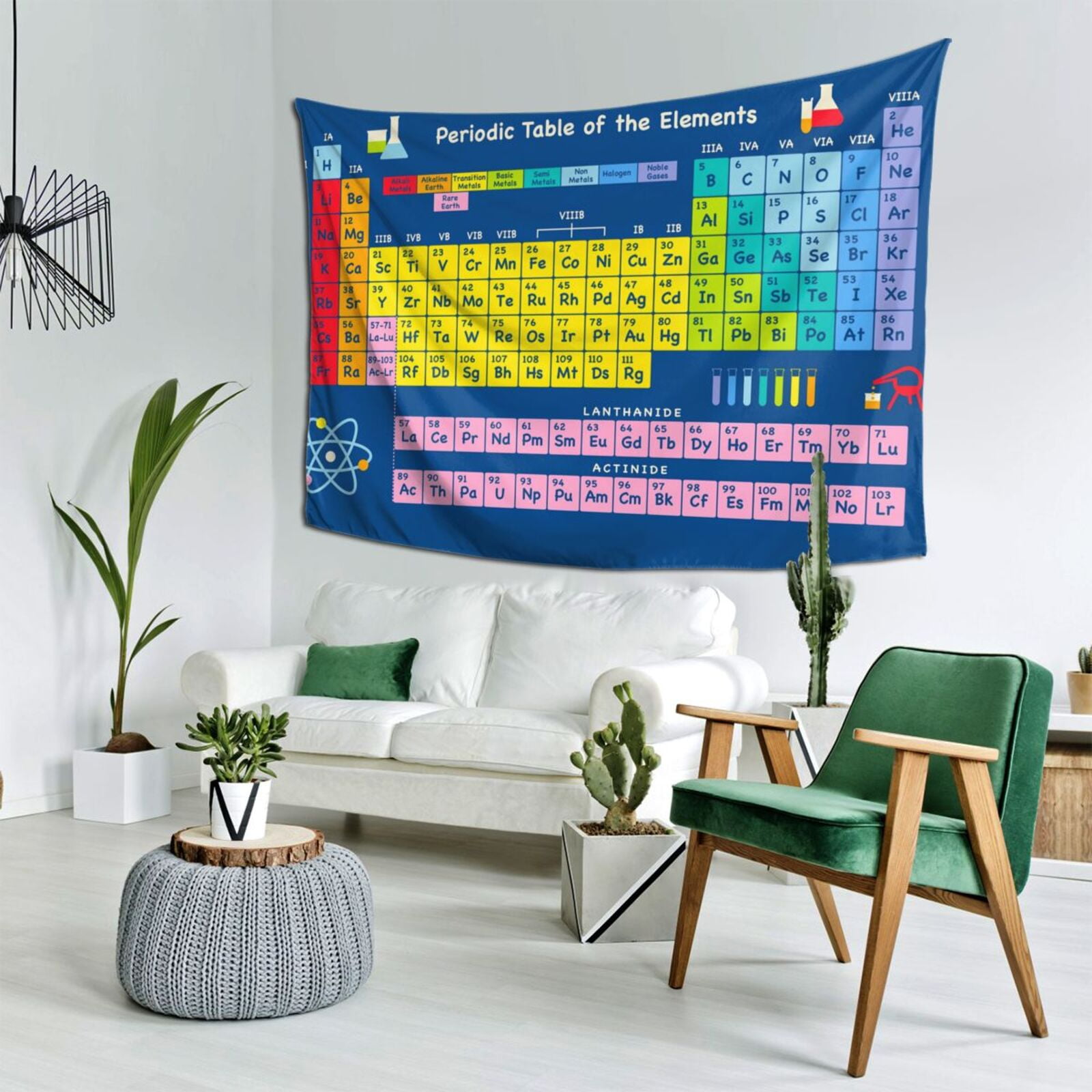 Periodic Table Elements Decorative Tapestry 60x80 Inches Wall Hanging ...