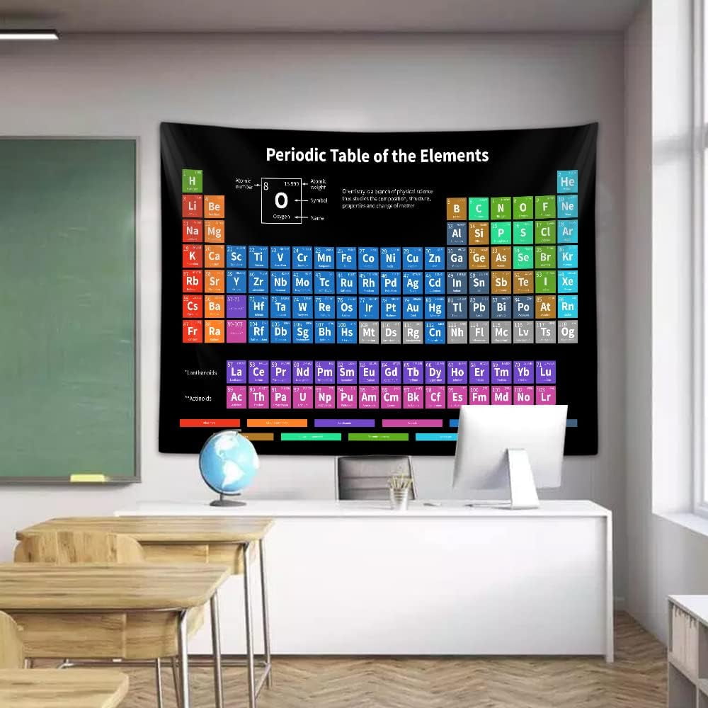 Periodic Table of Elements Tapestry, Science Lab Chemistry Educational Decor Art Tapestries Wall ...