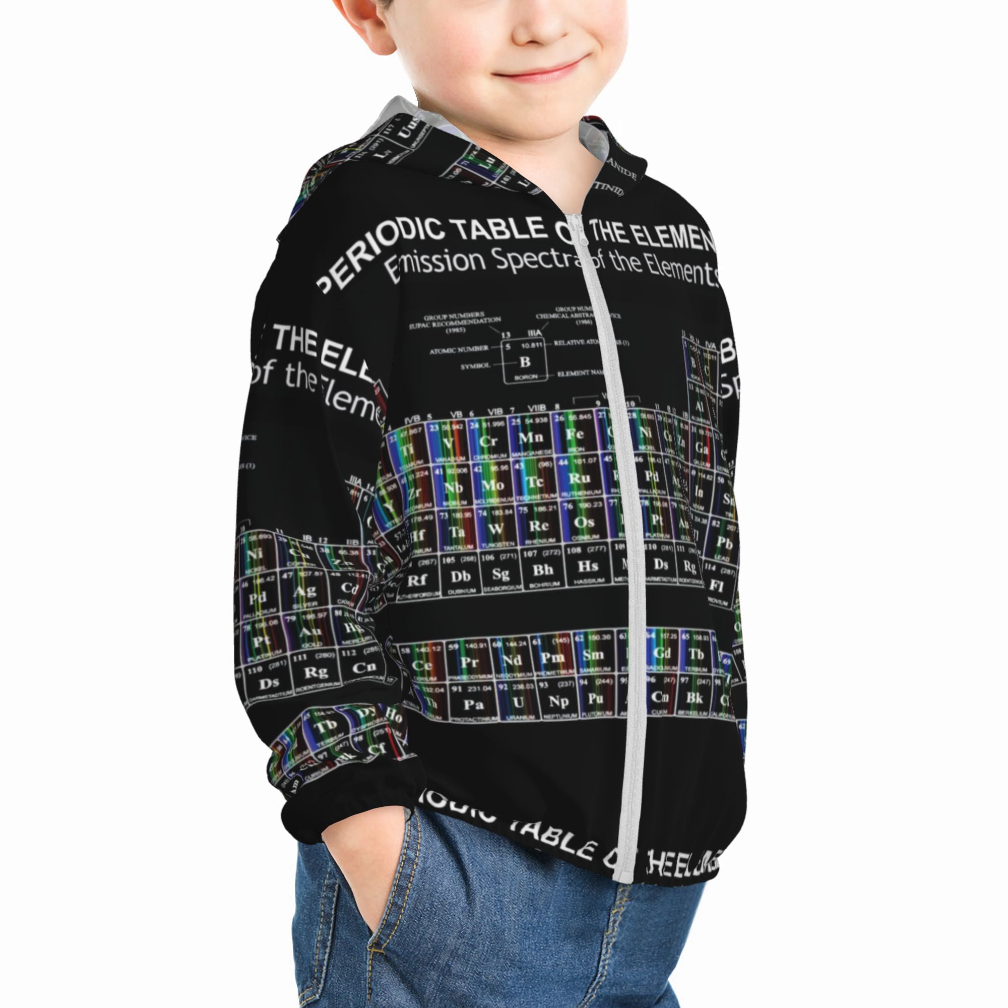 Periodic Table Of Chemical Elements Kids Zip-Up Hoodie Girls Boys Sun ...