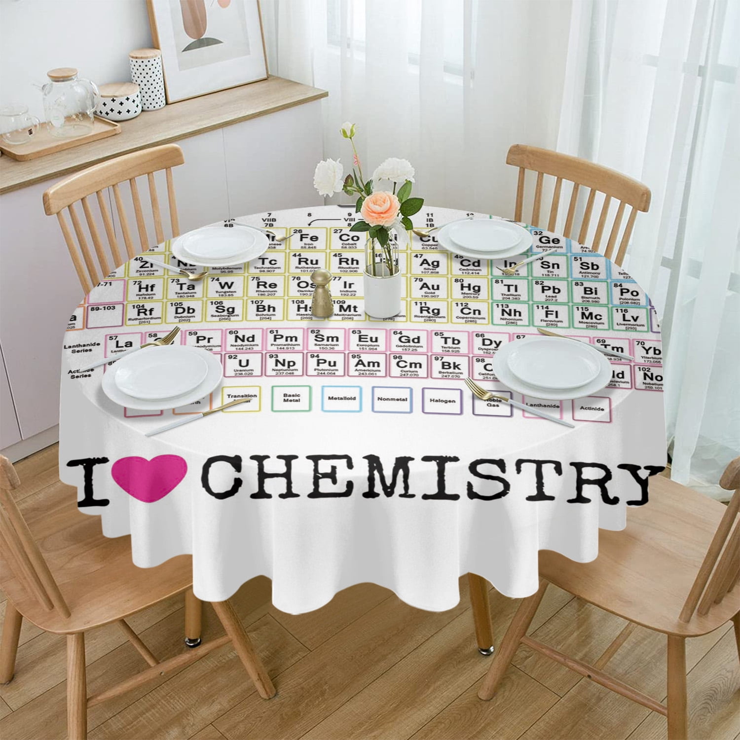 Periodic Table Of Chemistry Round Tablecloths for Dining Table ...