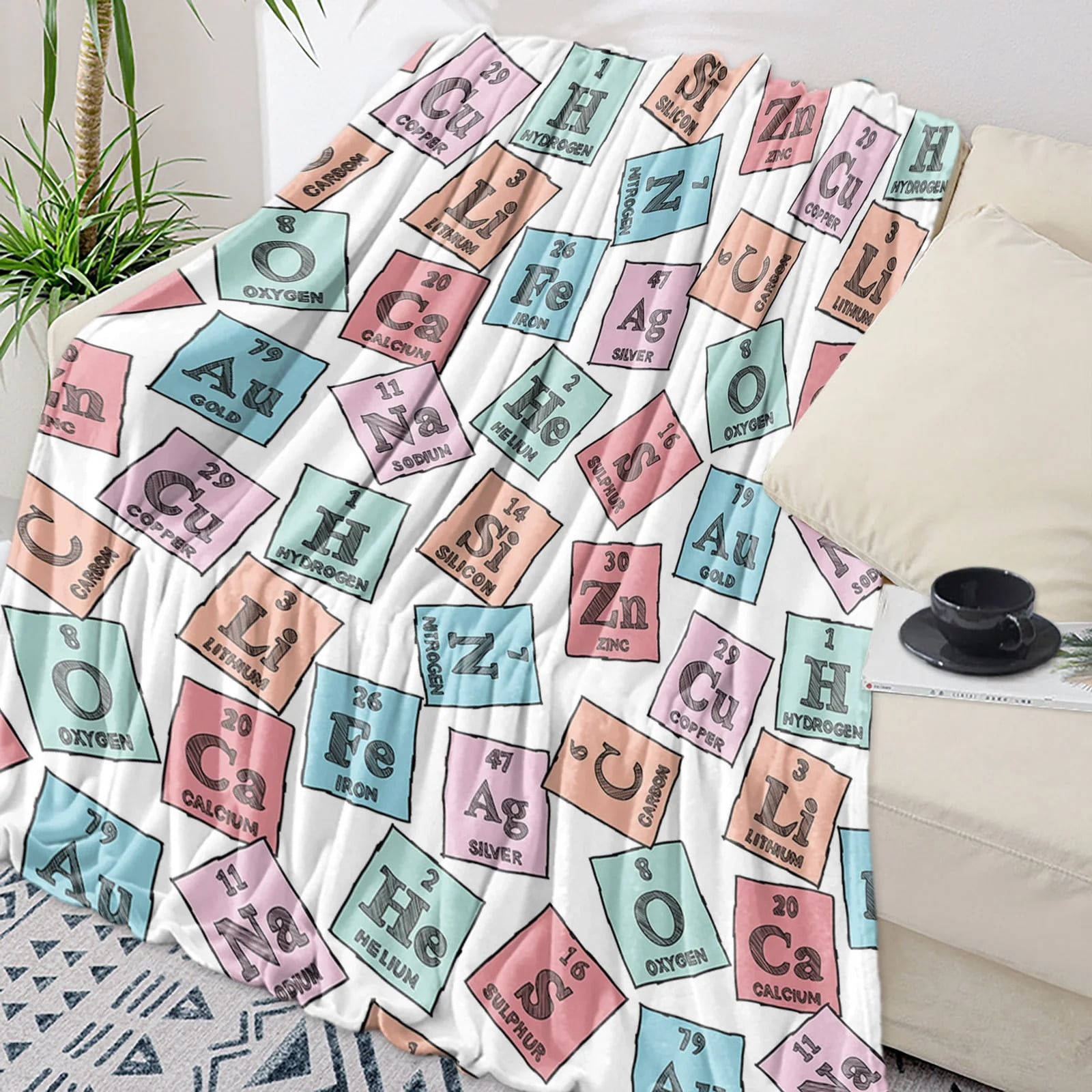 Periodic Table Of Chemistry Throw Blanket Warm Microfiber Blanket ...