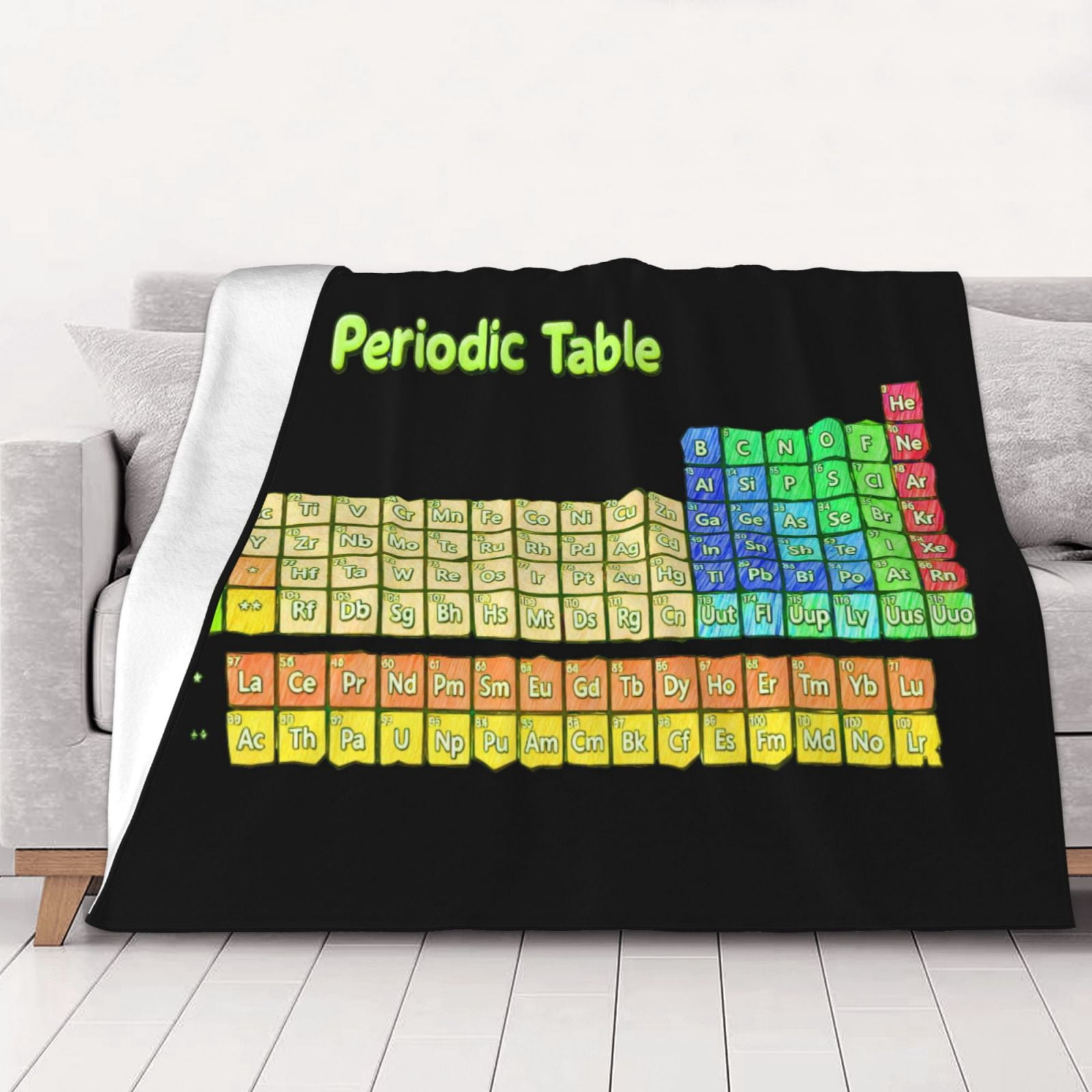 Periodic Table Of Elements Chemistry Throws Blanket Fleece Soft Cozy ...