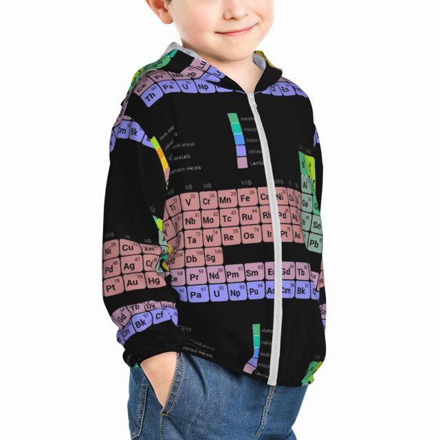 Periodic Table Of Elements Kids Zip-Up Hoodie Girls Boys Sun Protection ...