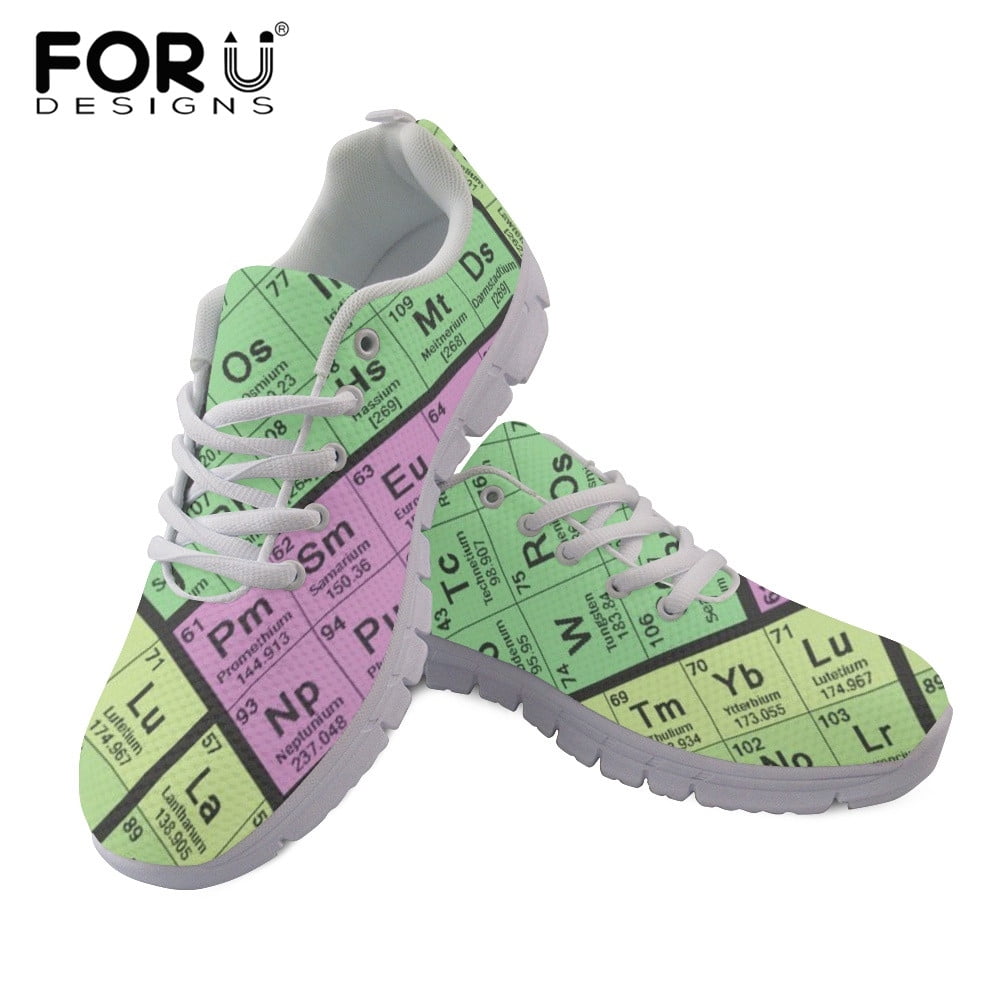 Periodic Table Patern Women's Leisure Sneakers Mesh Flats Lace Up Shoes ...