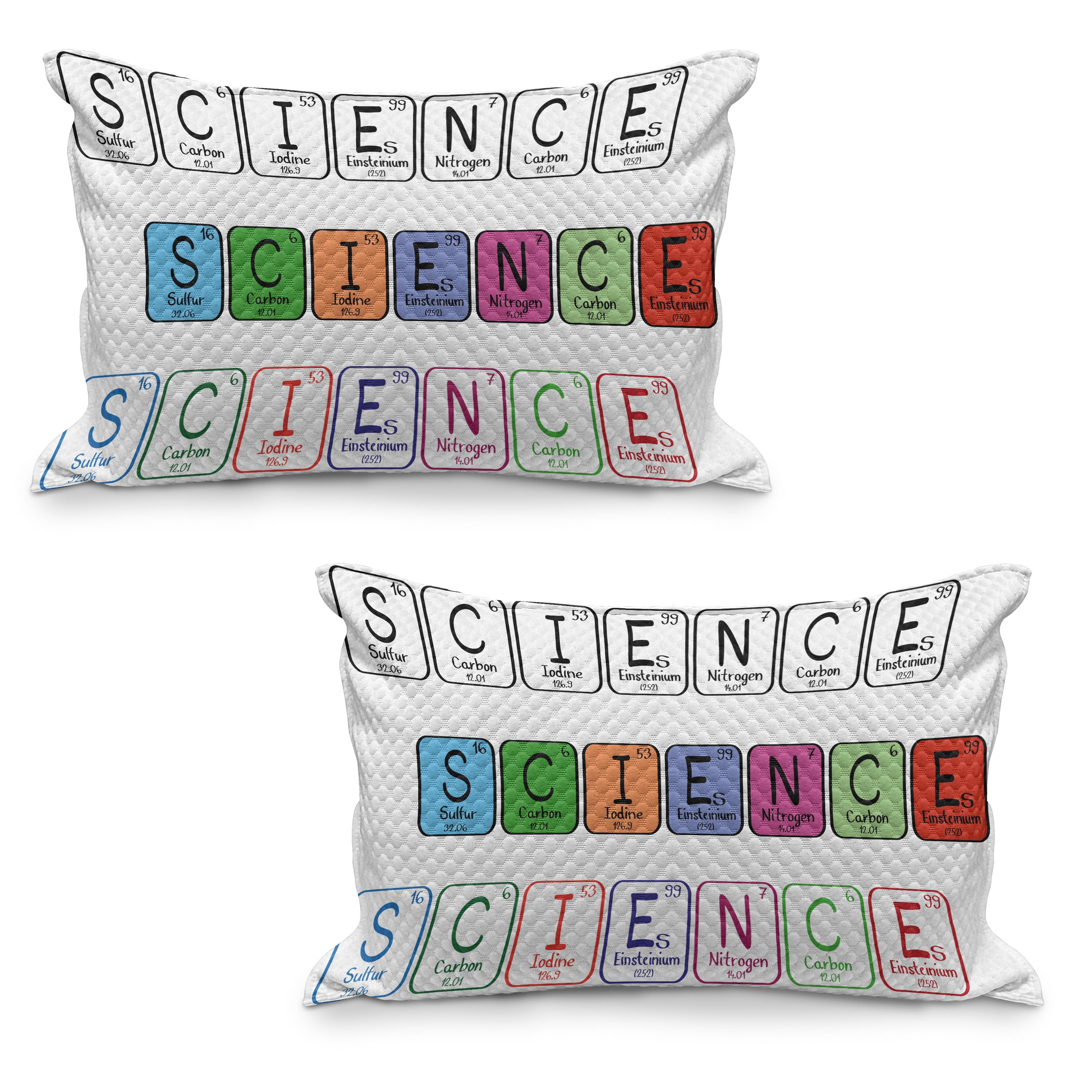 Periodic Table Quilted Pillowcover Set of 2, Science Letterings with ...