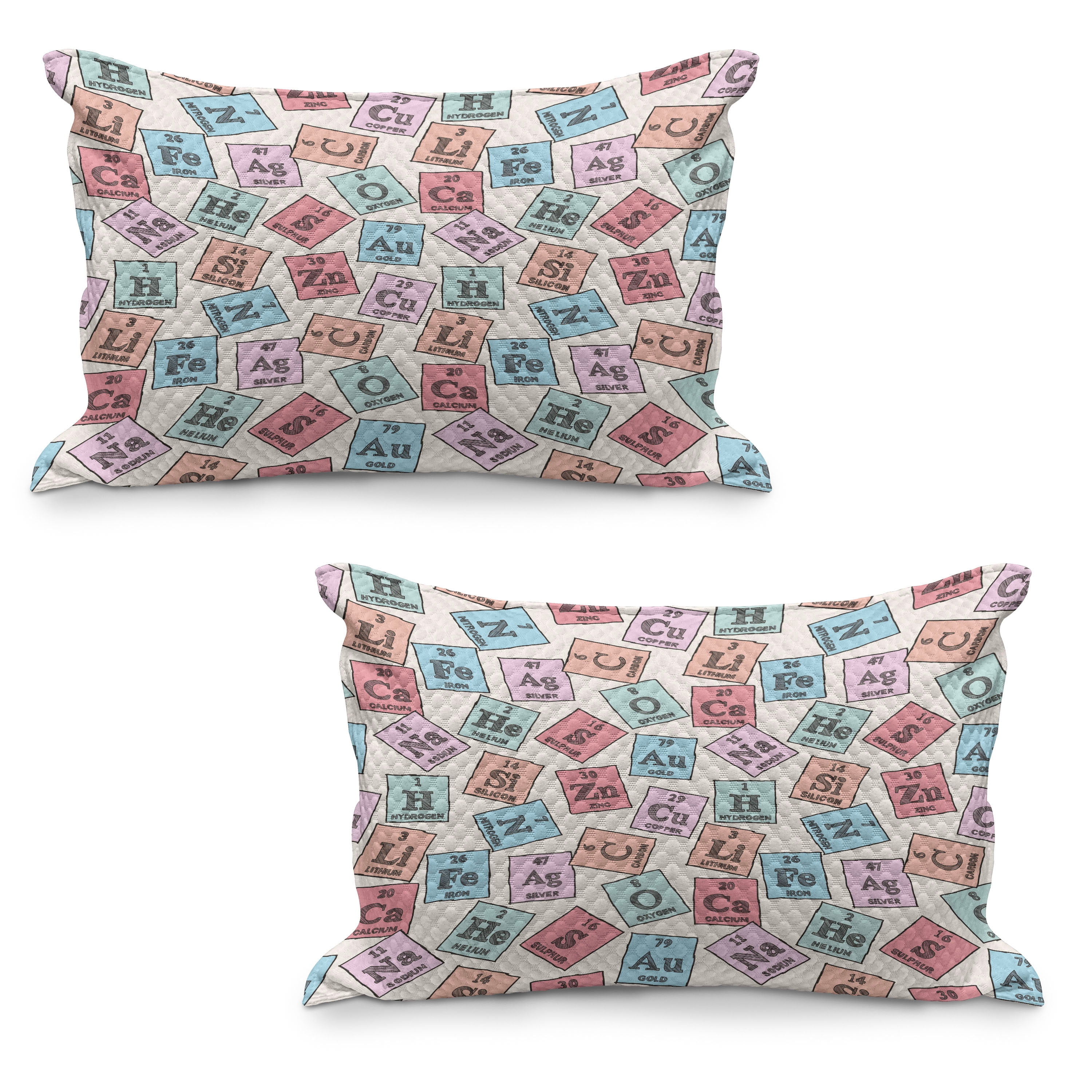 Periodic Table Quilted Pillowcover Set of 2, Sketch Style Chemistry ...