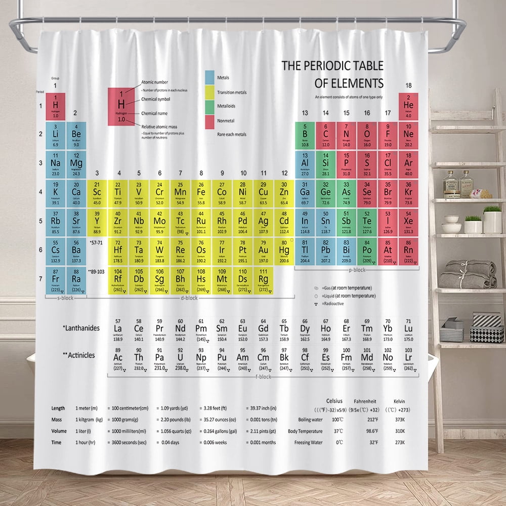 Periodic Table Shower Curtain Modern Fun Chemistry For Students Home ...