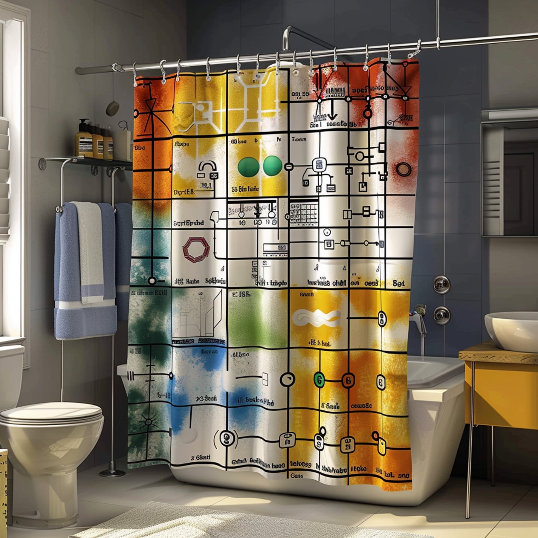 Periodic Table Shower Curtain Vibrant Chemistry Design for Modern ...