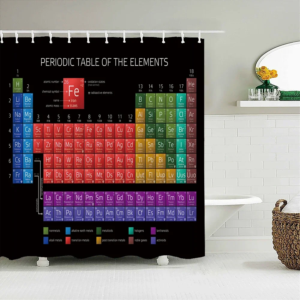 Periodic Table of Bathroom Curtains Waterproof 3D Print Shower Curtain ...