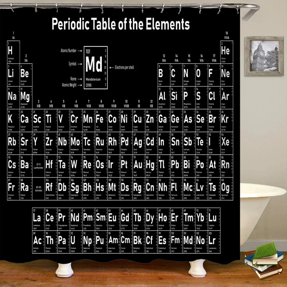 Periodic Table of Bathroom Curtains Waterproof 3D Print Shower Curtain ...