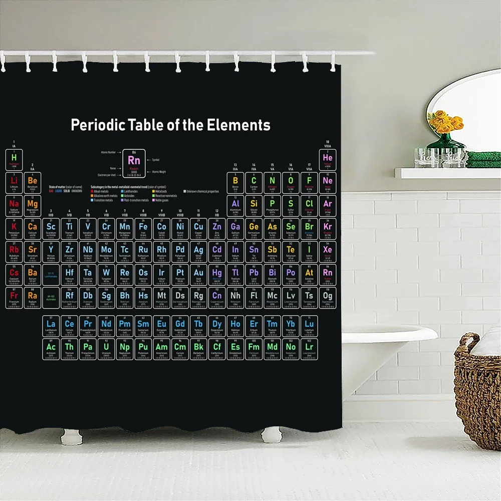 Periodic Table of Bathroom Curtains Waterproof 3D Print Shower Curtain ...