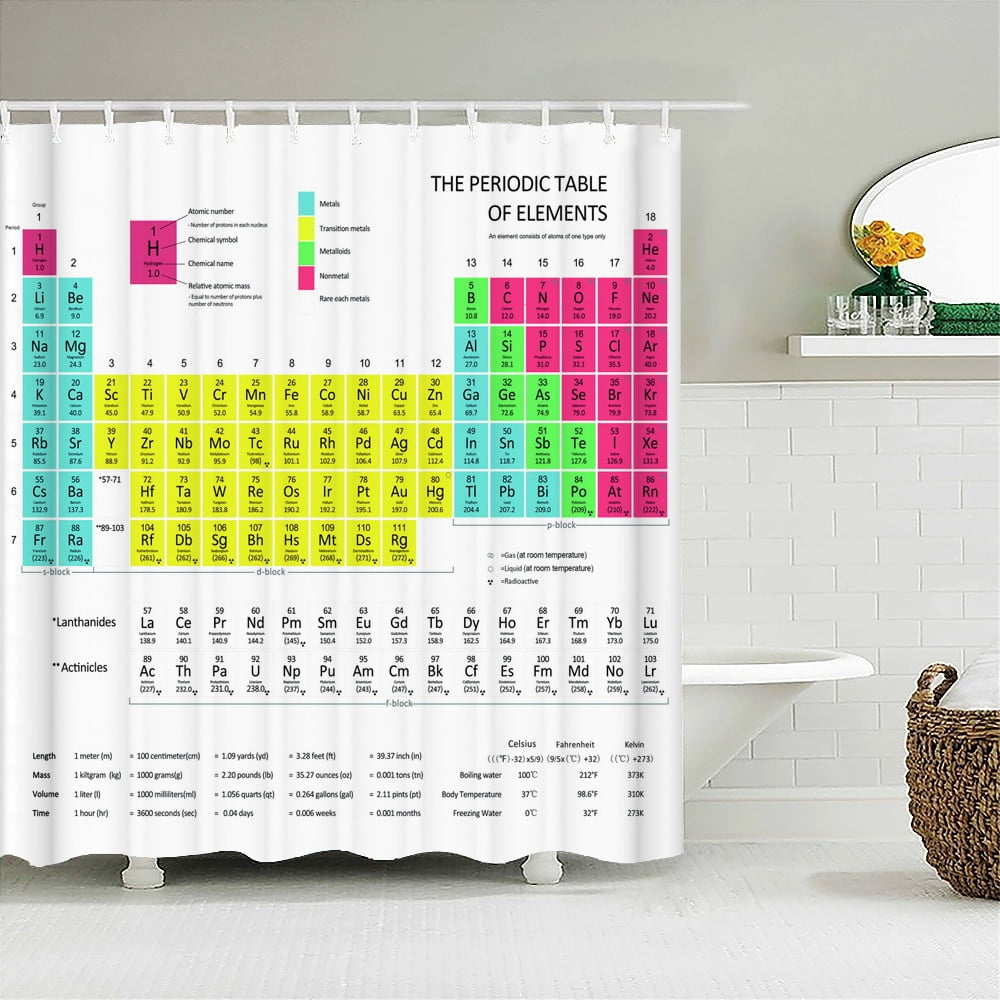 Periodic Table of Bathroom Curtains Waterproof 3D Print Shower Curtain ...