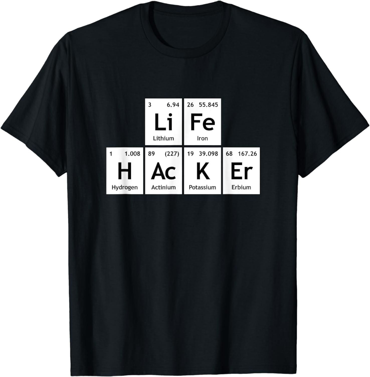 Periodic Table of Elements Chemistry Fun Words LiFe HAcKEr T-Shirt ...