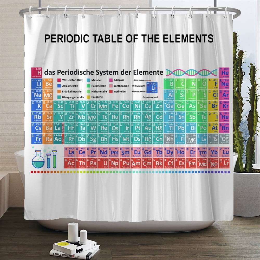 Periodic Table of Elemts Shower Curtains Waterproof Bathroom Curtain ...