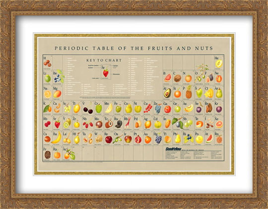 Periodic Table of Fruits and Nuts 2x Matted 38x27 Large Gold Ornate ...