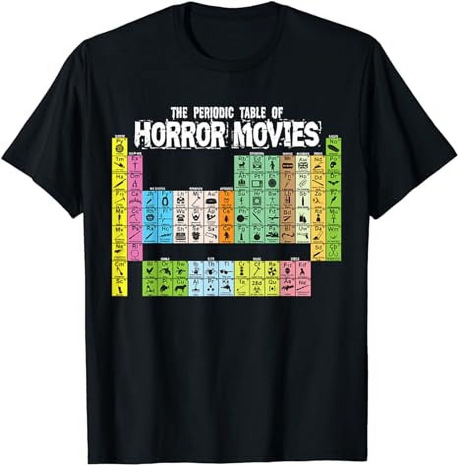 Periodic Table of Horror Movies Chemistry Science Halloween T-Shirt ...