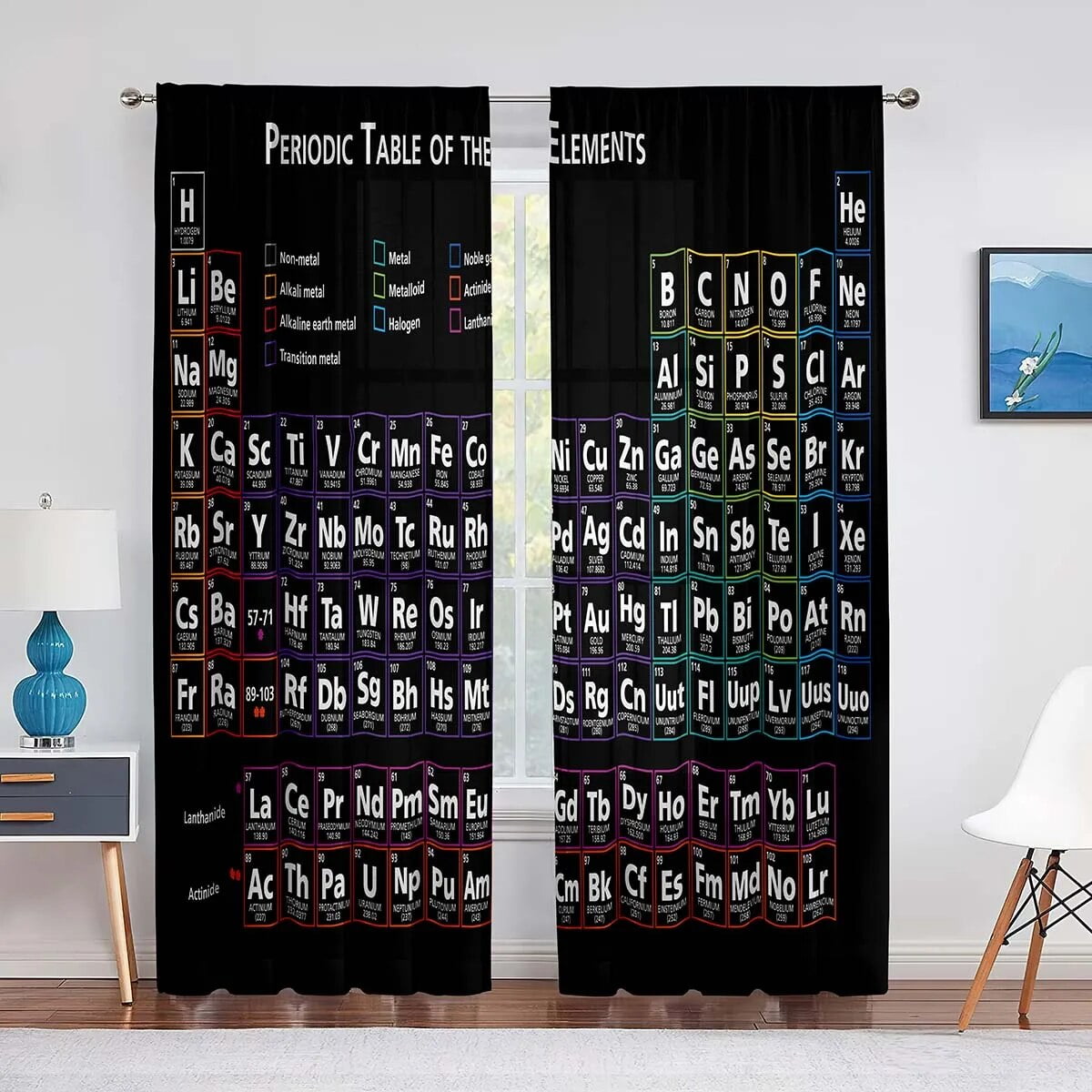Periodic Table of Sheer Voile Curtain for For Chemistry Students and ...