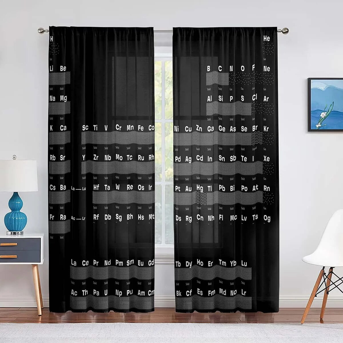 Periodic Table of Sheer Voile Curtain for For Chemistry Students and ...