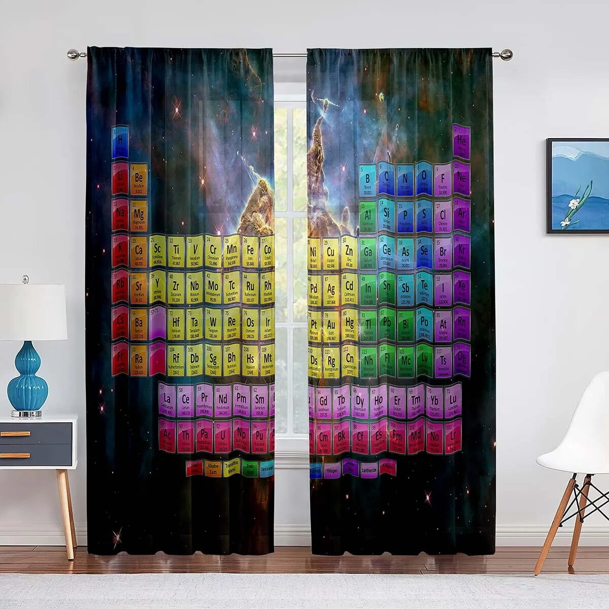 Periodic Table of Sheer Voile Curtain for For Chemistry Students and ...