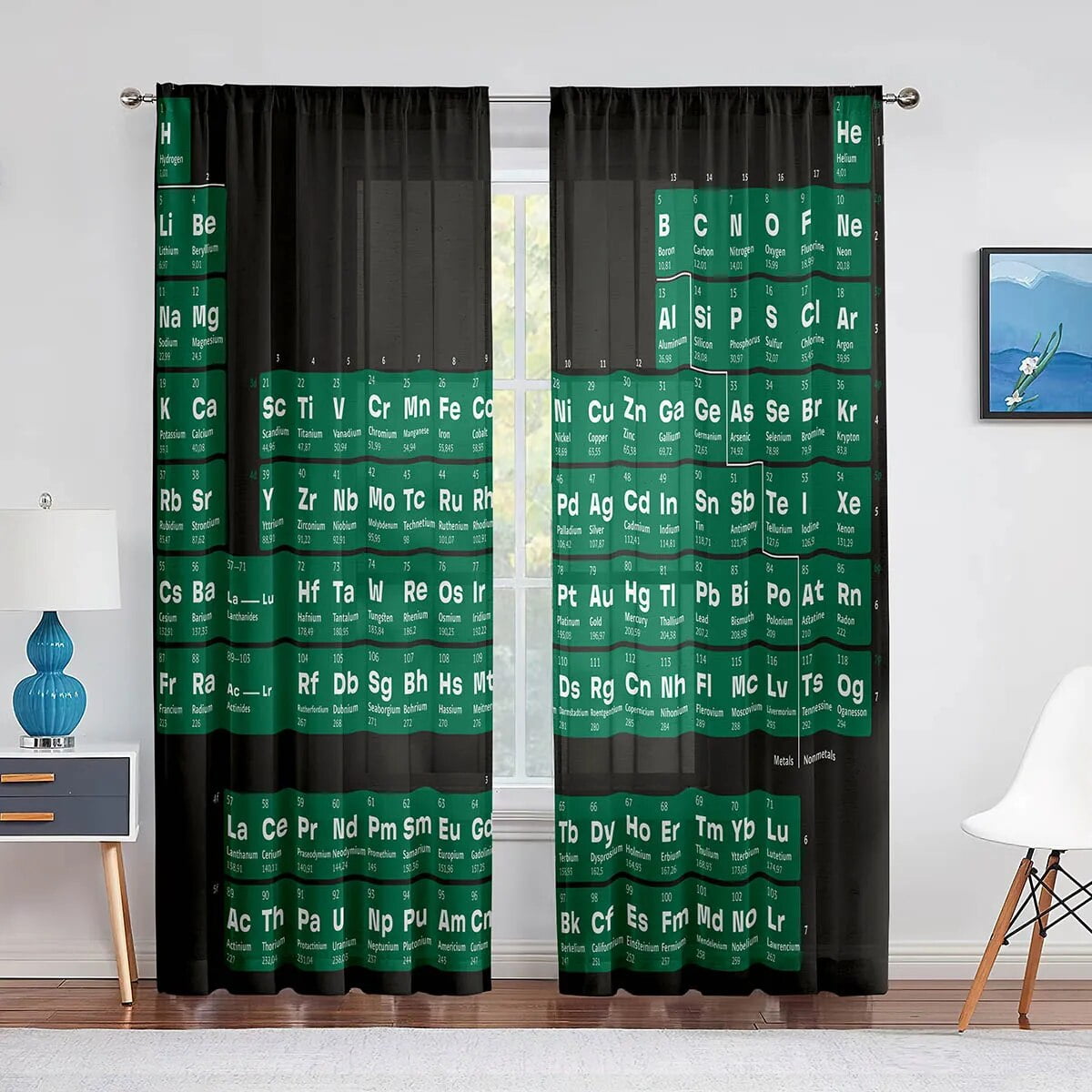 Periodic Table of Sheer Voile Curtain for For Chemistry Students and ...