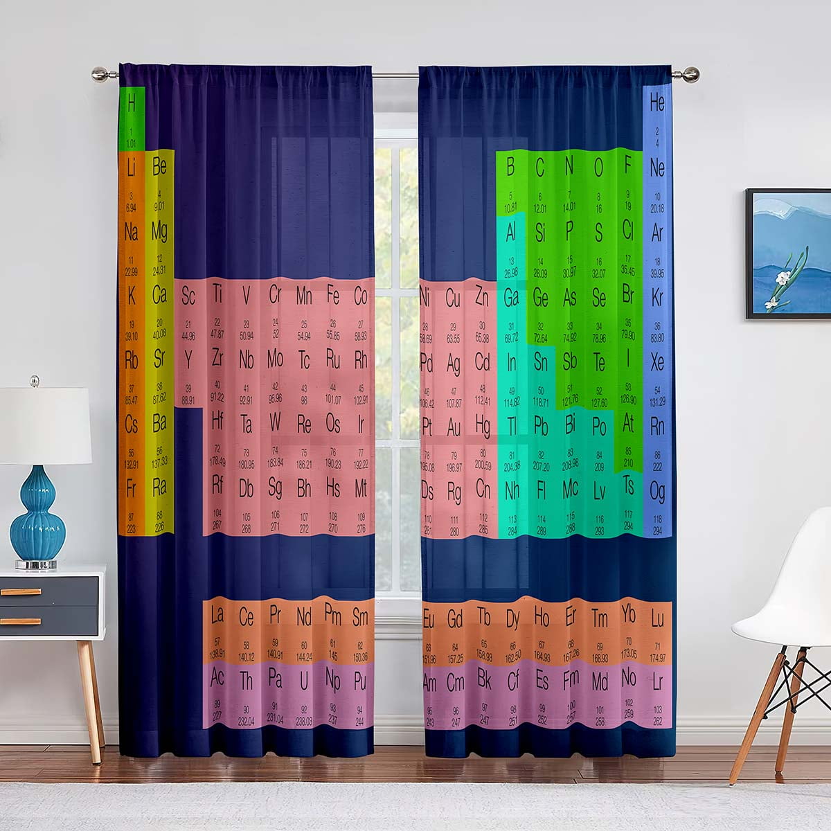 Periodic Table of Sheer Voile Curtain for For Chemistry Students and ...