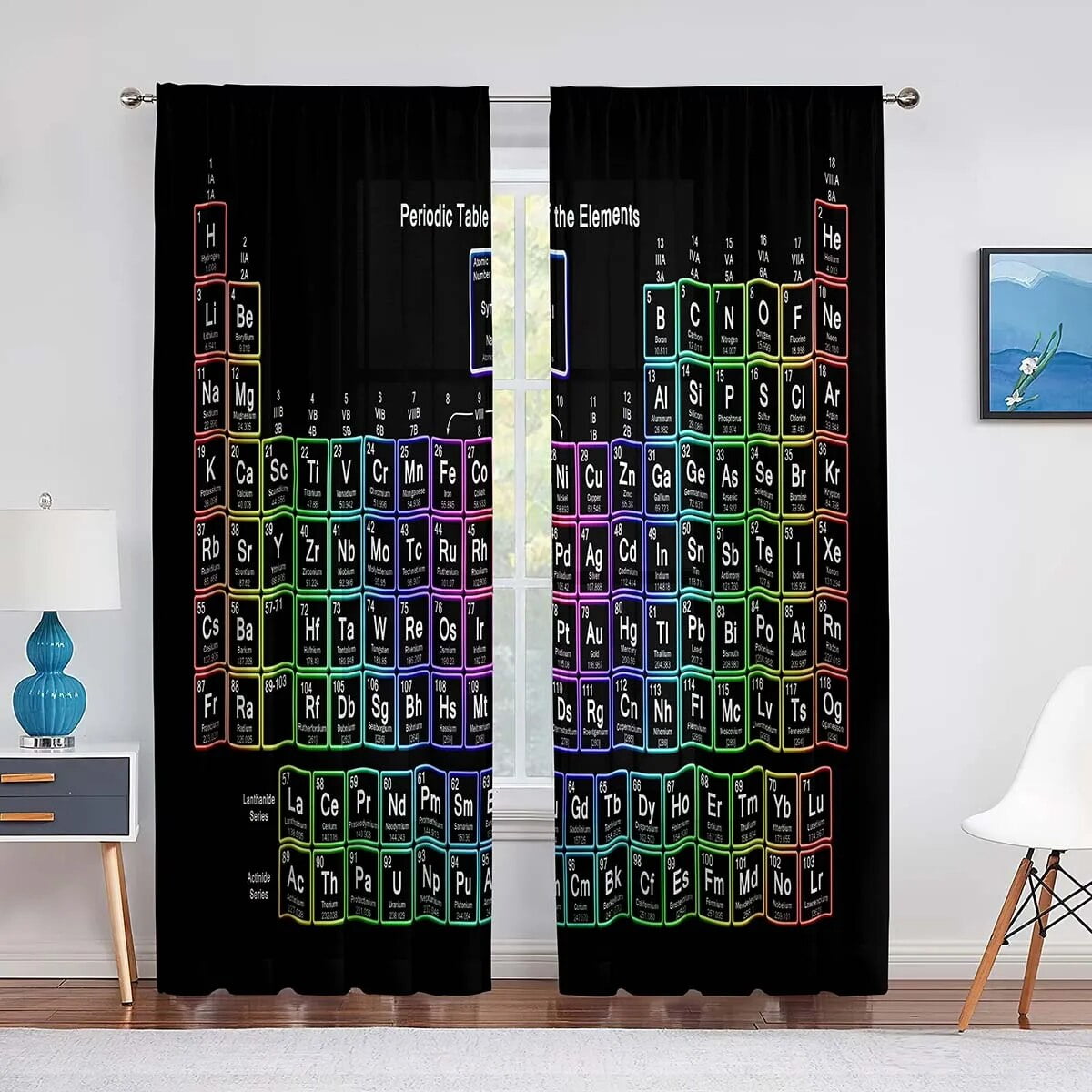 Periodic Table of Sheer Voile Curtain for For Chemistry Students and ...