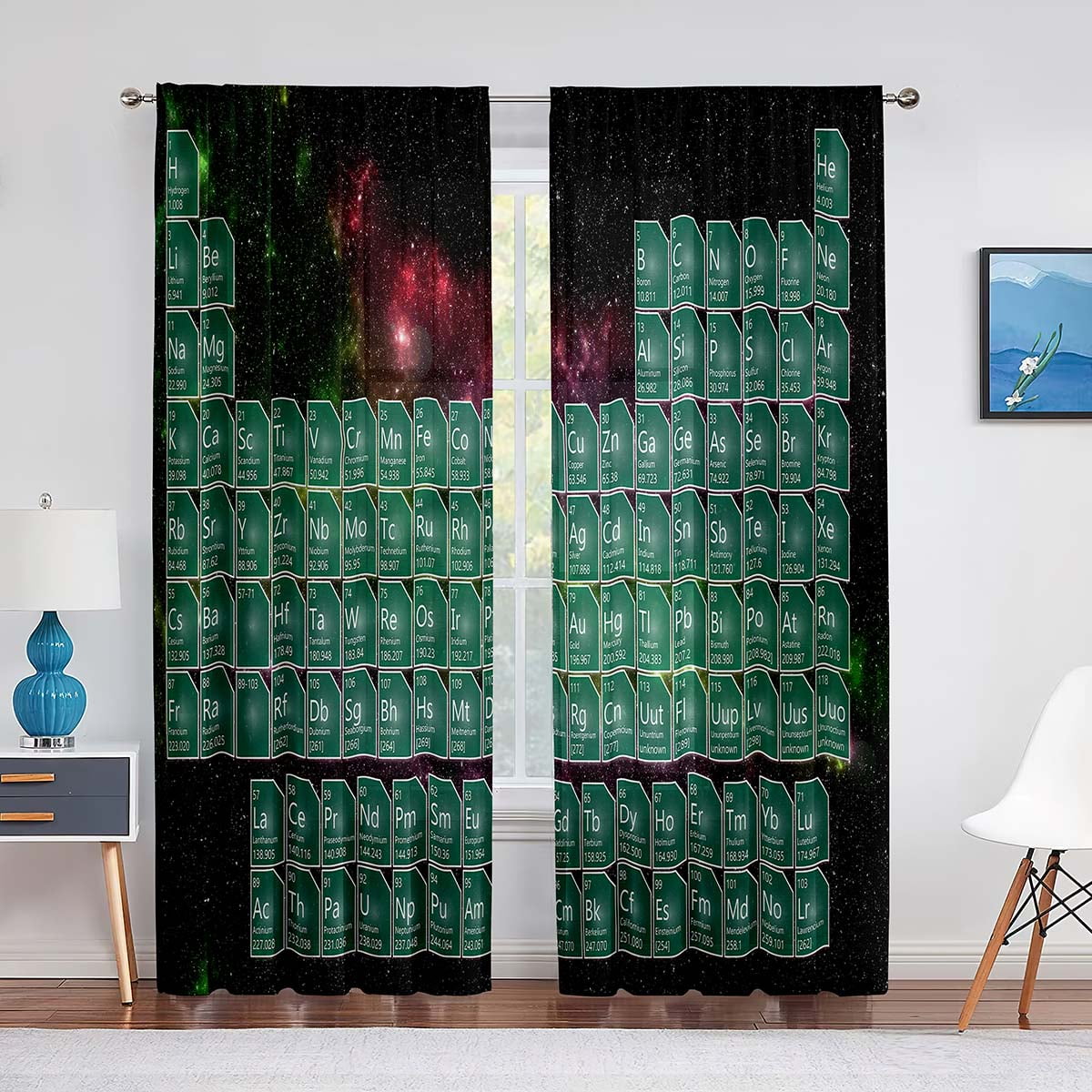 Periodic Table of Sheer Voile Curtain for For Chemistry Students and ...