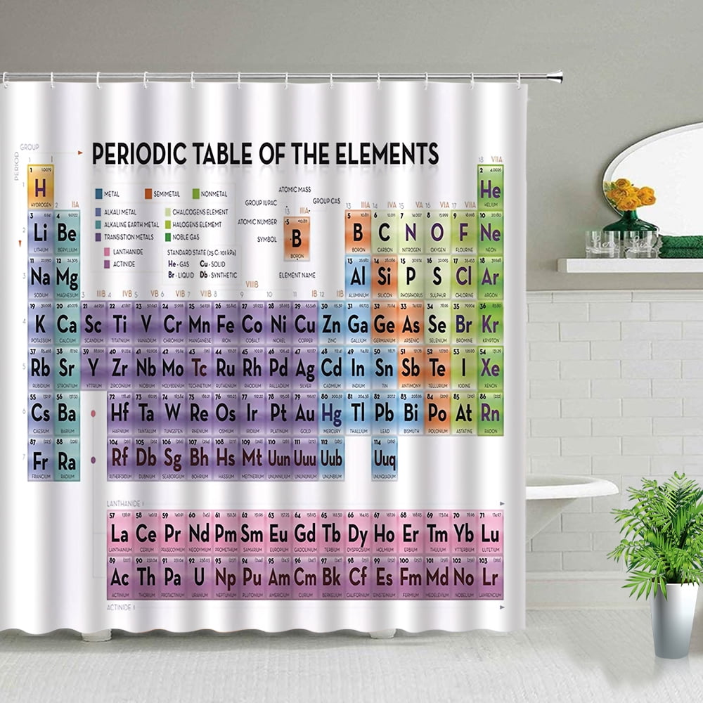 Periodic Table of Shower Curtain in the Bathroom Decor Set Chemical ...