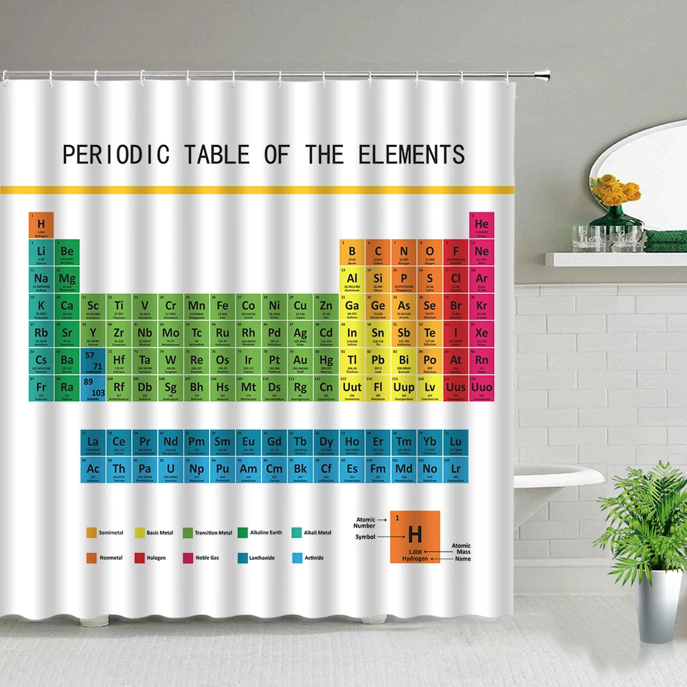 Periodic Table of Shower Curtain in the Bathroom Decor Set Chemical ...