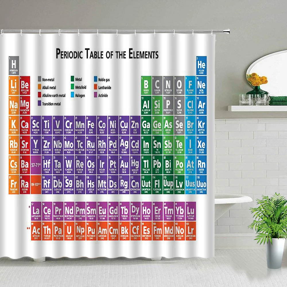 Periodic Table of Shower Curtain in the Bathroom r Set Chemical Form ...